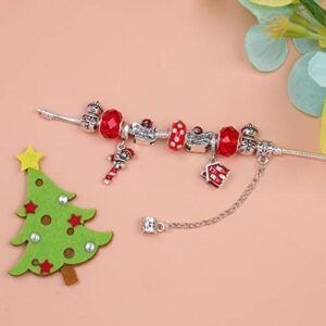 leizhang Christmas Bracelets Women, Snowman Red House Jewelry Bracelet, Christmas Stocking Stuffers Holiday Party Favors for Women Girls Kids