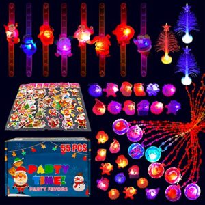 S SWIRLLINE 185 PCS Christmas Party Favors for Kids Prizes - Glow in The Dark Bulk Toys Pinata Fillers - Christmas Stocking Stuffers and Light Up Party Supplies