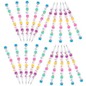 toyandona 20pcs christmas snowman pencils, non sharpening stackable snowman pencils christmas stackable pencils for kids christmas party favors stocking stuffers classroom rewards prizes