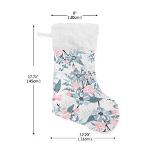 Kigai Christmas Stockings Pink Bluebonnet Bouquet Large Candy Stockings Stuffers Kids Cute Xmas Sock Decorations 1PC for Home Holiday Party 12" x18"