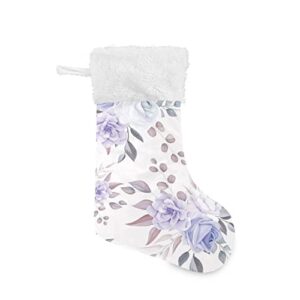 kigai christmas stockings romantic purple flower large candy stockings stuffers kids cute xmas sock decorations 2pcs for home holiday party 12″ x18″