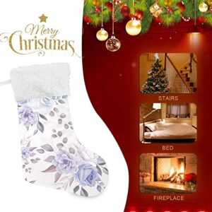 Kigai Christmas Stockings Romantic Purple Flower Large Candy Stockings Stuffers Kids Cute Xmas Sock Decorations 2PCS for Home Holiday Party 12" x18"