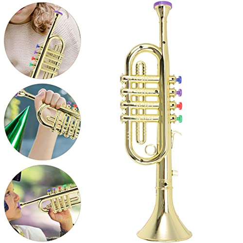 ibasenice Toy Trumpet Kids Trumpet Plastic Trumpet Model Party Noise Maker Musical Instruments Gift Christmas Stocking Stuffers for Boys Girls Golden