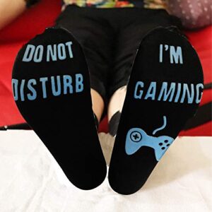 Do Not Disturb Gaming Socks Novelty Gamer Socks Funny Stocking Stuffers Gifts for Teen Kids Boys Mens Dad Gamer Lovers