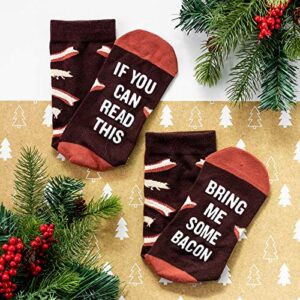 Lavley If You Can Read This - Funny Socks Novelty Gift For Men, Women and Teens (Bacon)