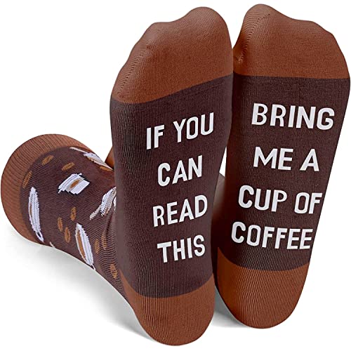 Zmart Funny Saying Socks Coffee Socks Coffee Gifts for Men Teens, Coffee Lovers Gifts for Him If You Can Read This Bring Me Coffee Coffee Stocking Stuffers