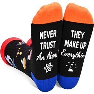 sockfun science socks science gifts for teens scientist gifts chemistry socks chemistry gifts for men women, gifts for science lovers science stocking stuffers