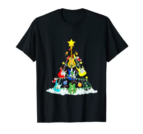 Cute Guitar Christmas Tree Music Stocking Stuffer T-Shirt