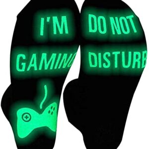 DKXZWL Do Not Disturb I'm Gaming Socks Novelty Socks Funny Christmas Stocking Stuffers Gifts for Kids Sons Boyfriends Husbands Dad Father