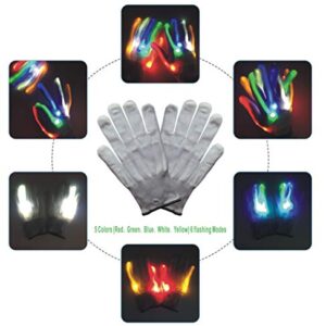 LIZAIDA MENENDEZ Skeleton Gloves,Led Gloves,Light Up Gloves,Finger Light Magic Toys Gift Stocking Stuffers for Boys Girls (White, Adult)