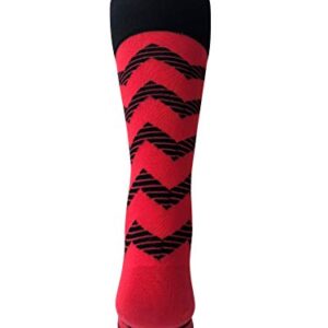 Love Sock Company Zig Zag Red Dress Socks Black Stripes - Individually Gift Box - Groomsmen socks - Christmas stocking Stuffers - Organic Cotton - Made in Europe (Red, 1)