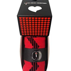 Love Sock Company Zig Zag Red Dress Socks Black Stripes - Individually Gift Box - Groomsmen socks - Christmas stocking Stuffers - Organic Cotton - Made in Europe (Red, 1)