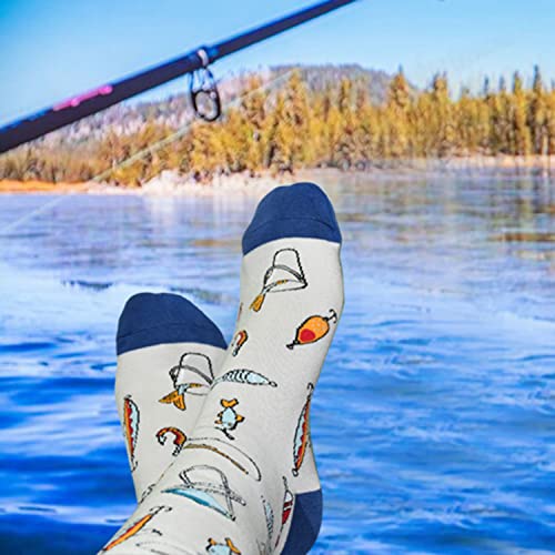 Fishing Gifts for Men, Funny Fish Dress Socks, Novelty Birthday Fathers Day Gift