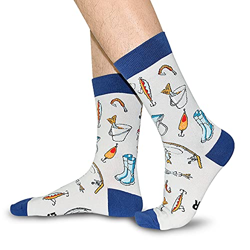 Fishing Gifts for Men, Funny Fish Dress Socks, Novelty Birthday Fathers Day Gift