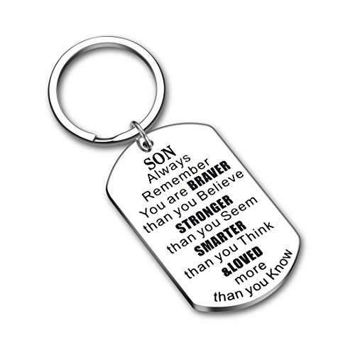 Christmas Gifs for Son Stocking Stuffers from Mom Dad Inspirational Keychain from Stepmother Stepfather Gif to Stepson Always Remember You Are Braver Valentine's Day Graduation Family