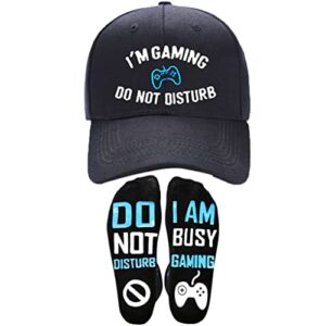 novelty gamer socks baseball cap,funny gamer gifts stocking stuffers for teen teenager boys kids men (yt2)