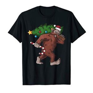 Santa Bigfoot Sasquatch Tree Christmas Stocking Stuffer Gift T-Shirt