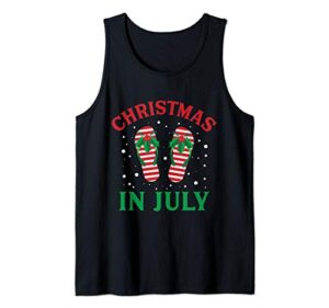 christmas in july flip flops funny beach summer tank top