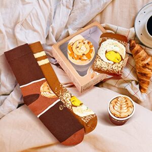 AGRIMONY Funny Breakfast Socks Box for Men Women Teen Boys - Funny Coffee Lovers Gifts Novelty Food Fun Funky Cool Crazy Silly Crew Socks-Valentines Birthday Gifts Ideas Christmas Stocking