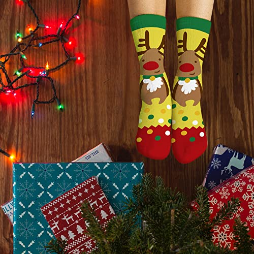 AGRIMONY Funny Christmas Socks for Men Women Teen Boys Girls - Christmas Secret Santa Gifts Fun Novelty Funky Crazy Silly Cool Cute Santa Socks Xmas Gifts Stocking Stuffers - 4 pairs