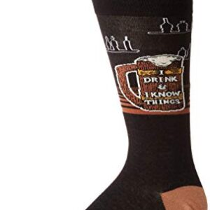 K. Bell Men's Funny Jokes and Wordplay Novelty Crew Socks, I Know Things (Black), Shoe Size: 6-12