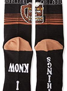 K. Bell Men's Funny Jokes and Wordplay Novelty Crew Socks, I Know Things (Black), Shoe Size: 6-12