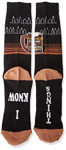 K. Bell Men's Funny Jokes and Wordplay Novelty Crew Socks, I Know Things (Black), Shoe Size: 6-12