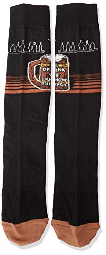 K. Bell Men's Funny Jokes and Wordplay Novelty Crew Socks, I Know Things (Black), Shoe Size: 6-12