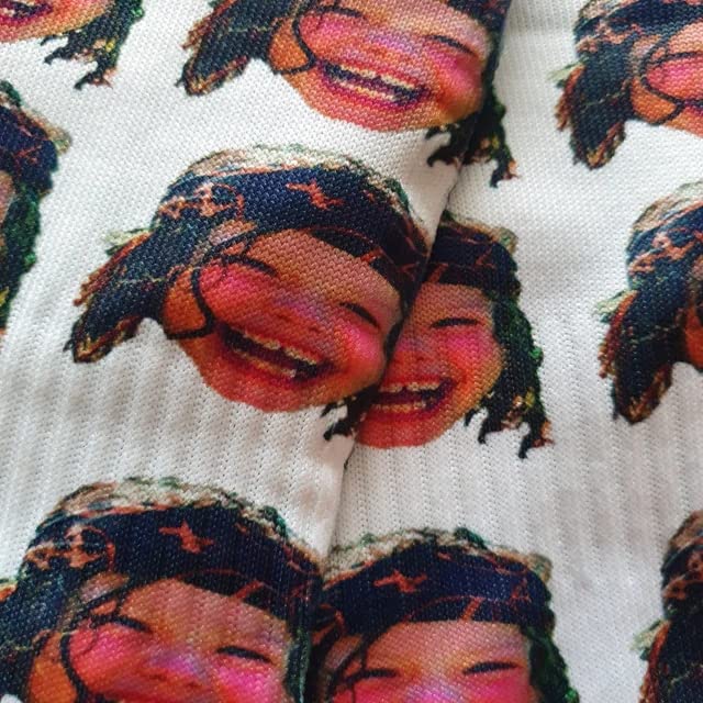 Custom Socks with Two Photo, Fun Fathers Gifts Kids Face On Socks Funny Novelty Socks Personalized Tube Socks Crazy Joke Gift for Men Dad