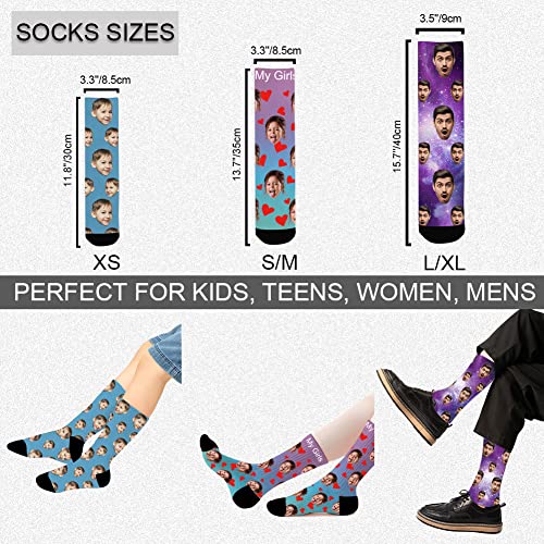 Jecivila Custom Face Socks with Photo, Personalized Funny Crew Sock - Print Your Picture, Customized Fun Gifts for Men Women