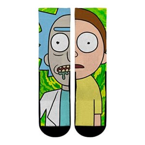 rick and morty premium cartoon socks (small/medium, rick & morty – split face)