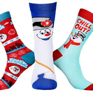 Frosty The Snowman Adult Winter Holiday 3 Pair Crew Socks