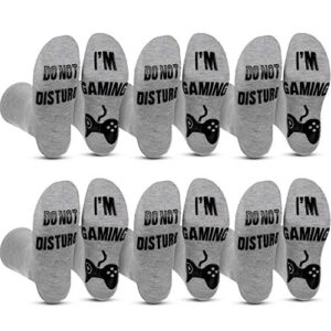 novelty gaming socks do not disturb i’m gaming funny gamer socks non slip socks for game lover (gray-black)