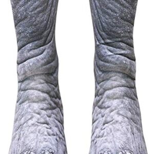 Tiaronics 3D Socks Unisex Adult Animal Paw Crew Socks - Sublimated Print (Elephant)