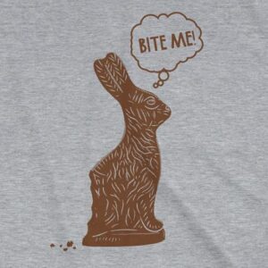 Mens Bite Me Chocolate Easter Bunny T Shirt Funny Sassy Candy Hilarious Tee (Light Heather Grey) - L