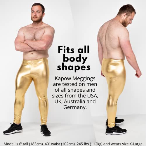 Kapow Meggings Metallic, Velvet & Special Material Men's Leggings (24 Carat Gold, Large)