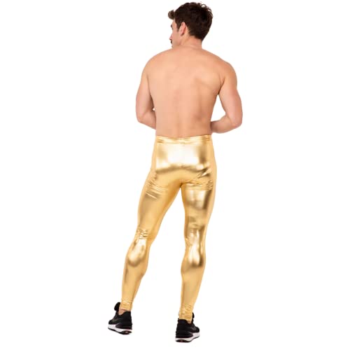 Kapow Meggings Metallic, Velvet & Special Material Men's Leggings (24 Carat Gold, Large)