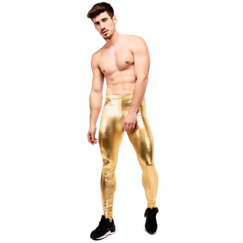 Kapow Meggings Metallic, Velvet & Special Material Men's Leggings (24 Carat Gold, Large)