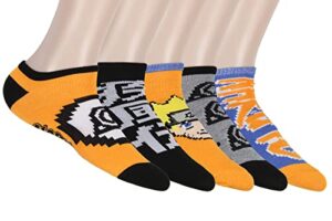 bioworld naruto ninja anime adventures 5 pair mix and match no show ankle socks