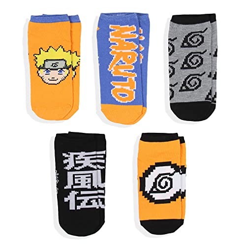 Bioworld Naruto Ninja Anime Adventures 5 Pair Mix and Match No Show Ankle Socks