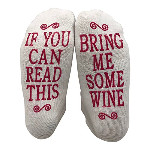 JINX If You Can Read This Bring Me Some Wine Gift Socks - Perfect Hostess or Housewarming Gift Idea, Birthday Present, or Mother's Day Gift for a Wine Enthusiast,White,One Size fits most