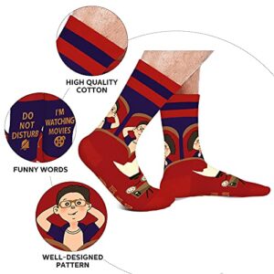 Funny Movies Socks for Men Teens Boys-Do Not Disturb I'm Watching Movies Novelty Fun Crew Socks - Funky Cotton Crazy Socks with Sayings-Movies Lovers Christmas Funny Gifts