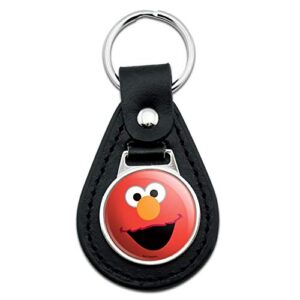 black leather sesame street elmo face keychain