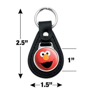 Black Leather Sesame Street Elmo Face Keychain