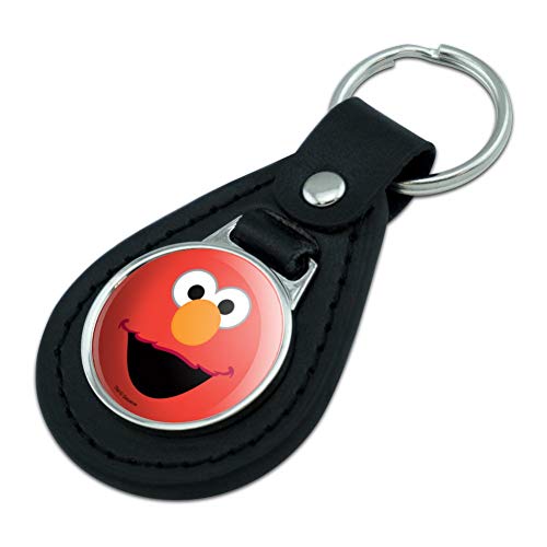 Black Leather Sesame Street Elmo Face Keychain