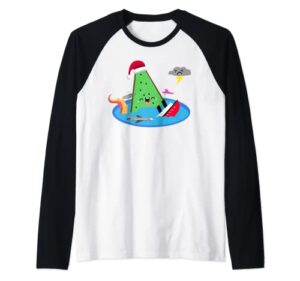 fun christmas bermuda triangle santa claus stocking stuffer raglan baseball tee