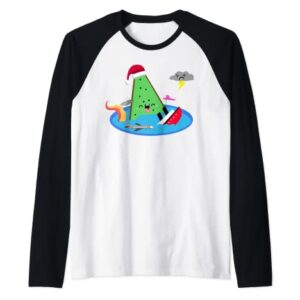 Fun Christmas BERMUDA TRIANGLE Santa Claus Stocking Stuffer Raglan Baseball Tee