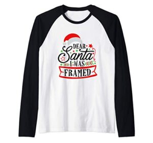 dear santa funny ugly christmas pajama stocking stuffer gift raglan baseball tee