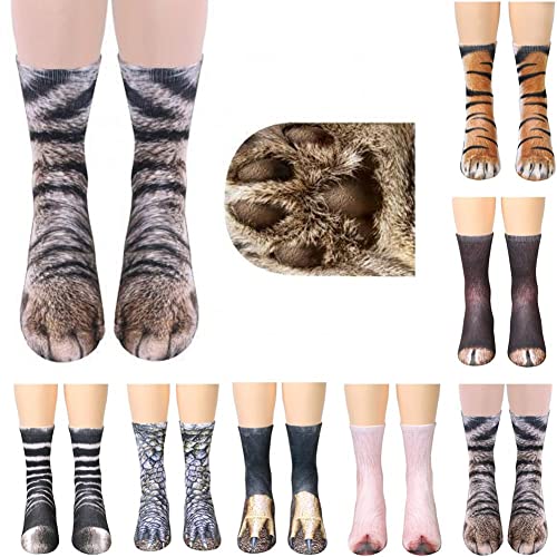 Animal Paw Socks, Funny Weird Stocking Stuffers Novelty Crazy Crew Socks for Women Men Boys Girls Kids