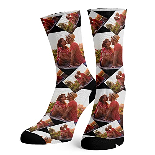 Custom Photo Socks for Men and Women - Personalized Socks w Your Photo - Black